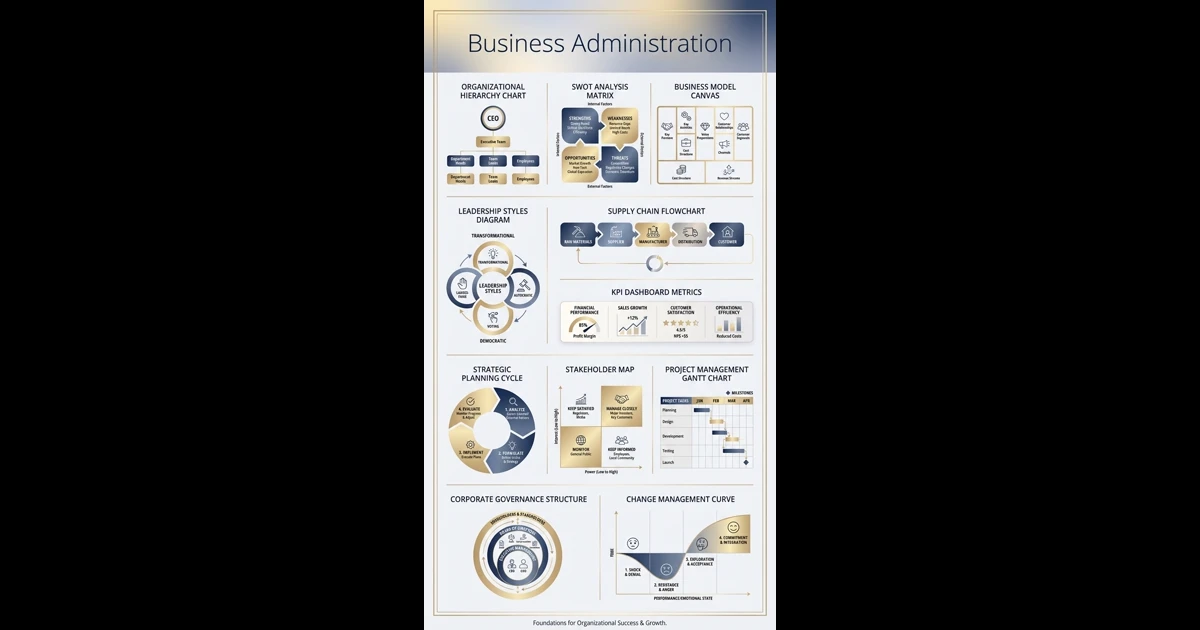 Business Administration Infographic - Visual Study Guide | LectureScribe