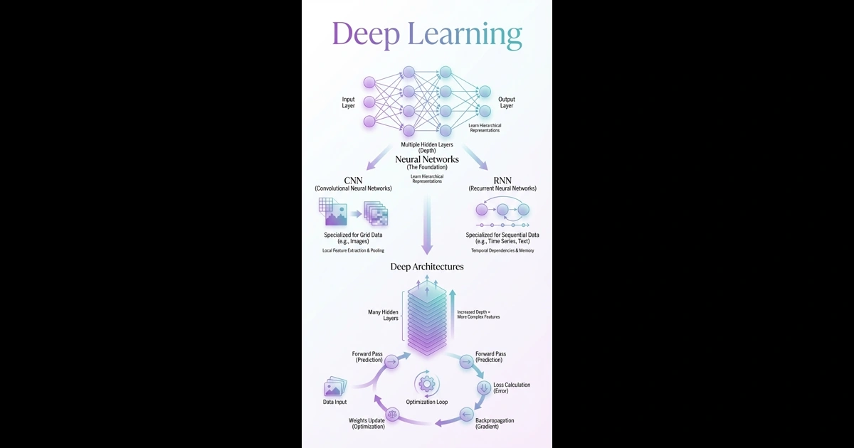 Deep Learning Infographic - Data Science Visual Study Guide | LectureScribe