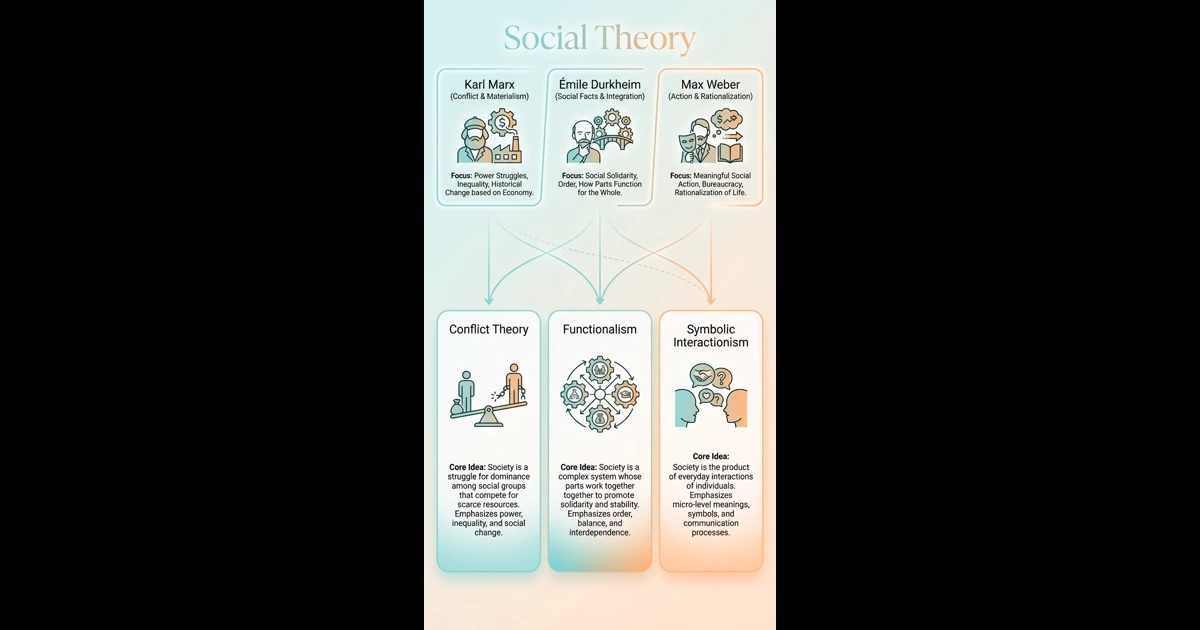 Social Theory Infographic - Sociology Visual Study Guide | LectureScribe
